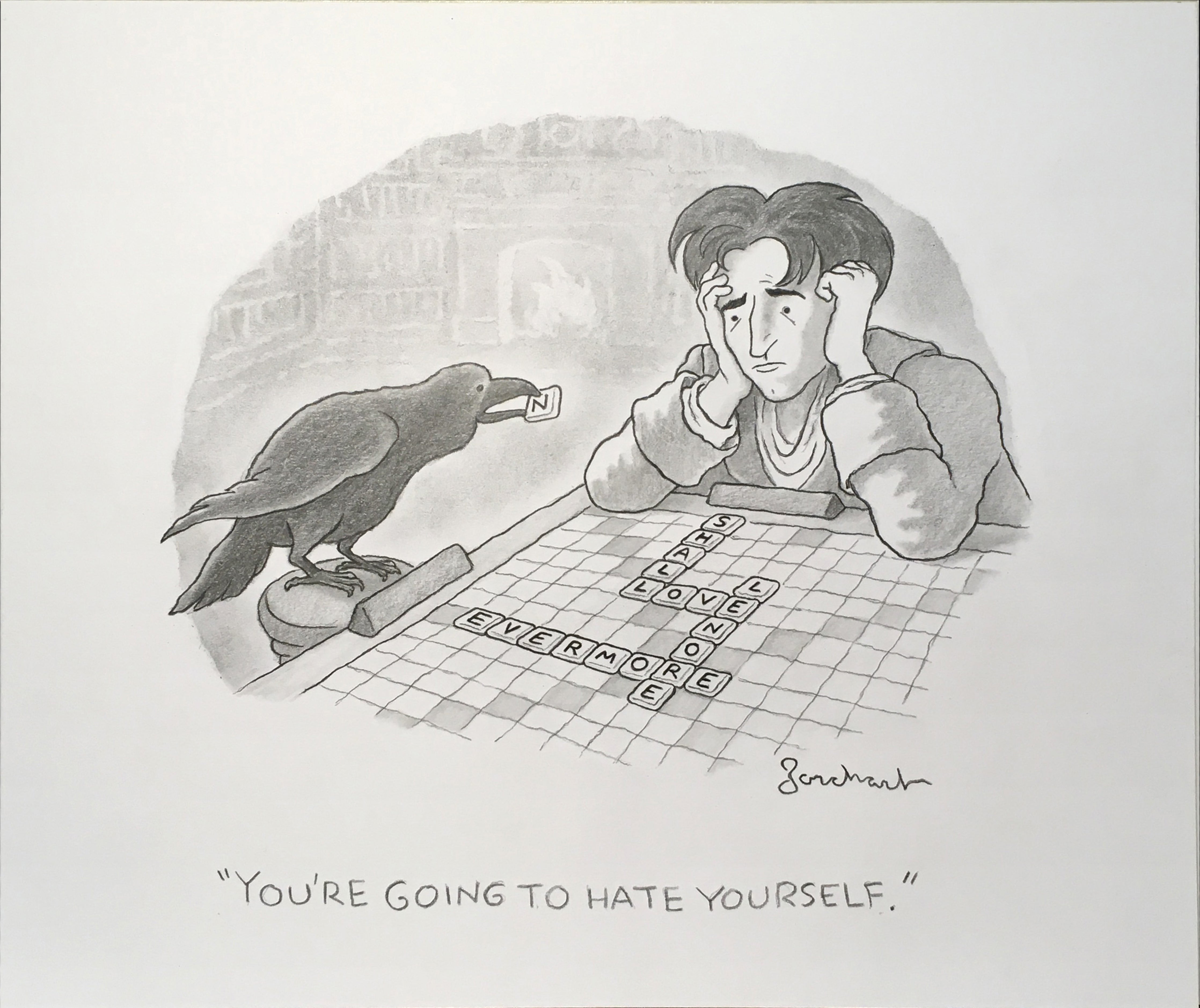 Raven Scrabble | Original And Unique New Yorker Magazine Cartoon Art ...