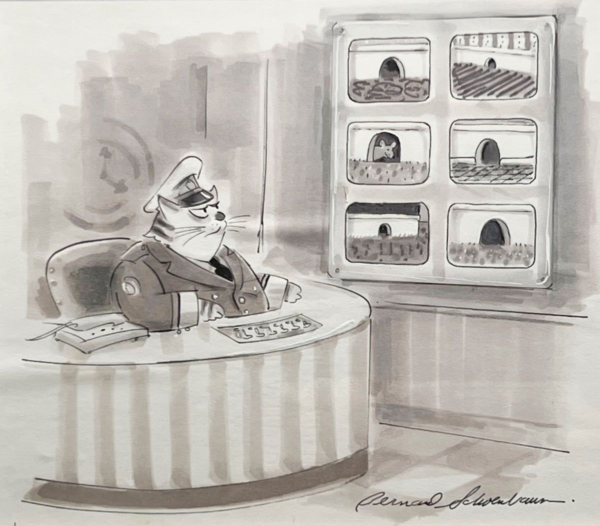 Cat Security Guard | Original And Unique New Yorker Magazine Cartoon ...