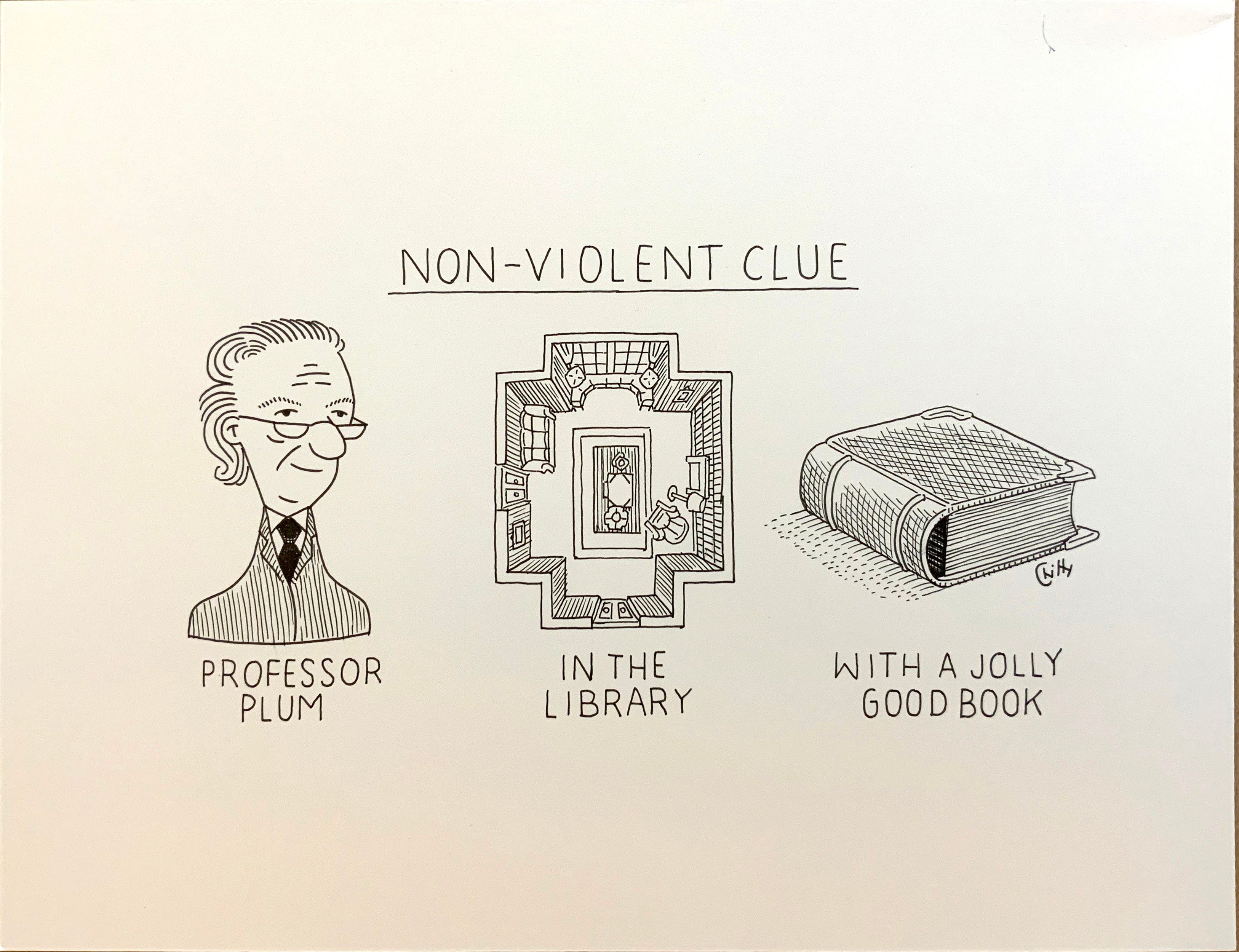 Non-Violent Clue | Original And Unique New Yorker Magazine Cartoon Art – Curated Cartoons